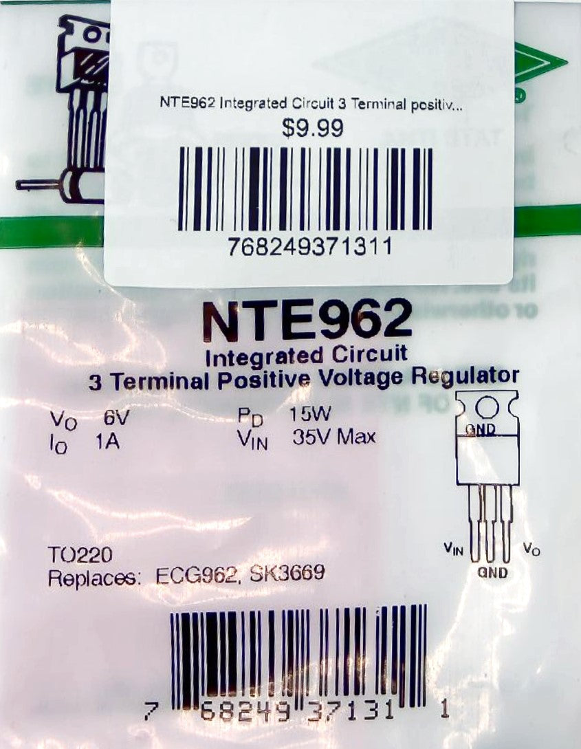NTE962 Integrated Circuit 3 Terminal positive voltage regulator – TekShack