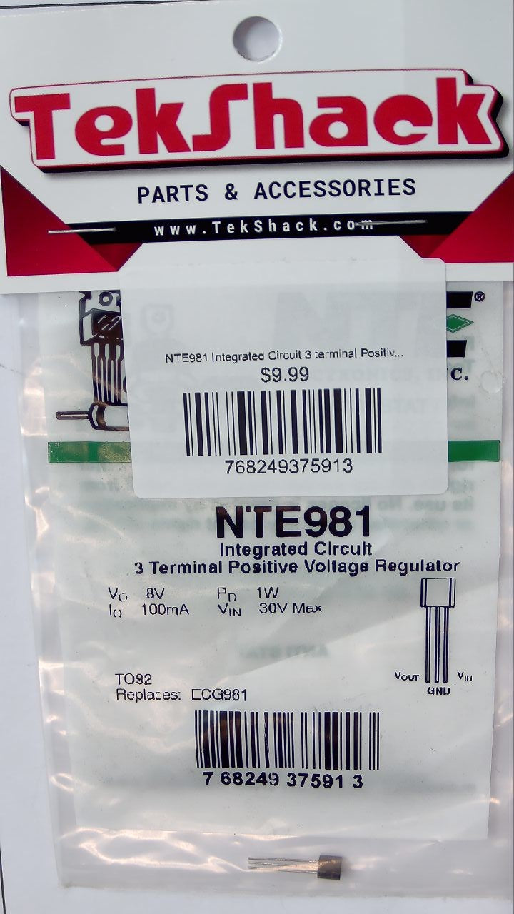 NTE981 Integrated Circuit 3 terminal Positive Voltage Regulator – TekShack
