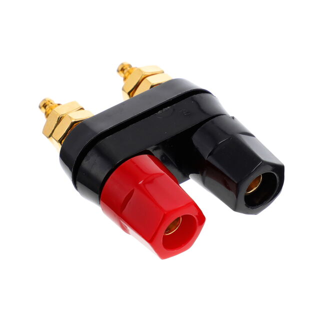 Binding Post Connector Standard, Dual Hex Black, Red Gold | TekShack