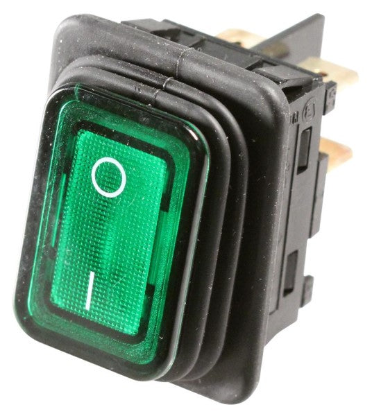 Green Rectangle Illuminated On-Off Waterproof Rocker Switch 20A DPST I ...