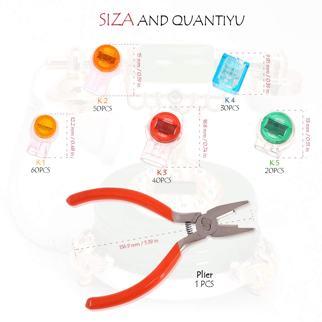 200pc Assorted Telephone Wire Connectors w/ Crimp Tool Kit – TekShack