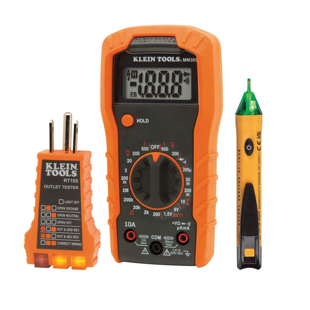 Test Kit with Multimeter, Non-Contact Volt Tester, Receptacle Tester ...