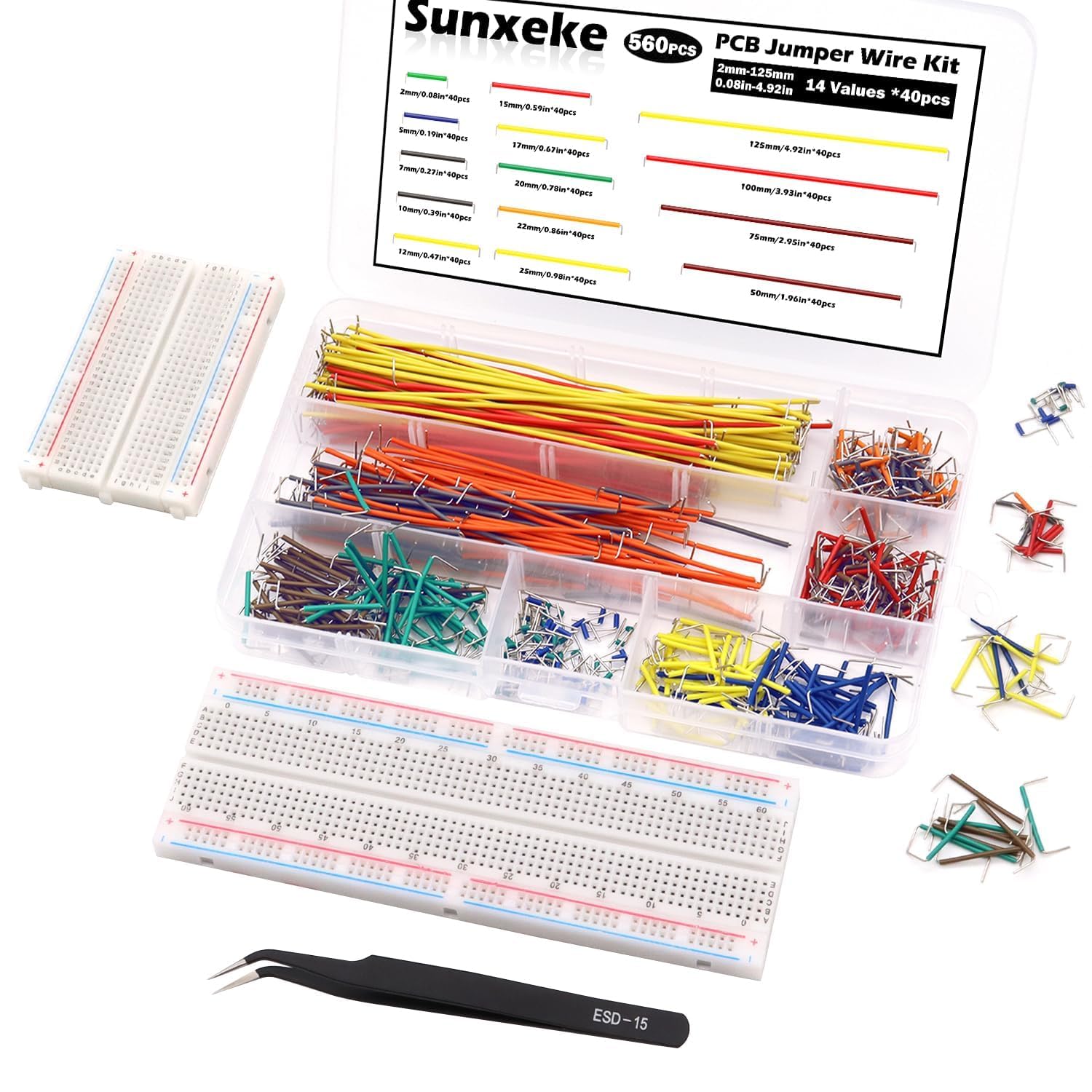 560-Piece Breadboard & Jumper Wire Kit w/ Assortment, Breadboard & Twe ...