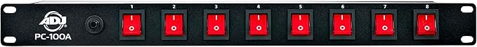ADJ PC100A power strip single rack space unit with 8 on off lighted ...
