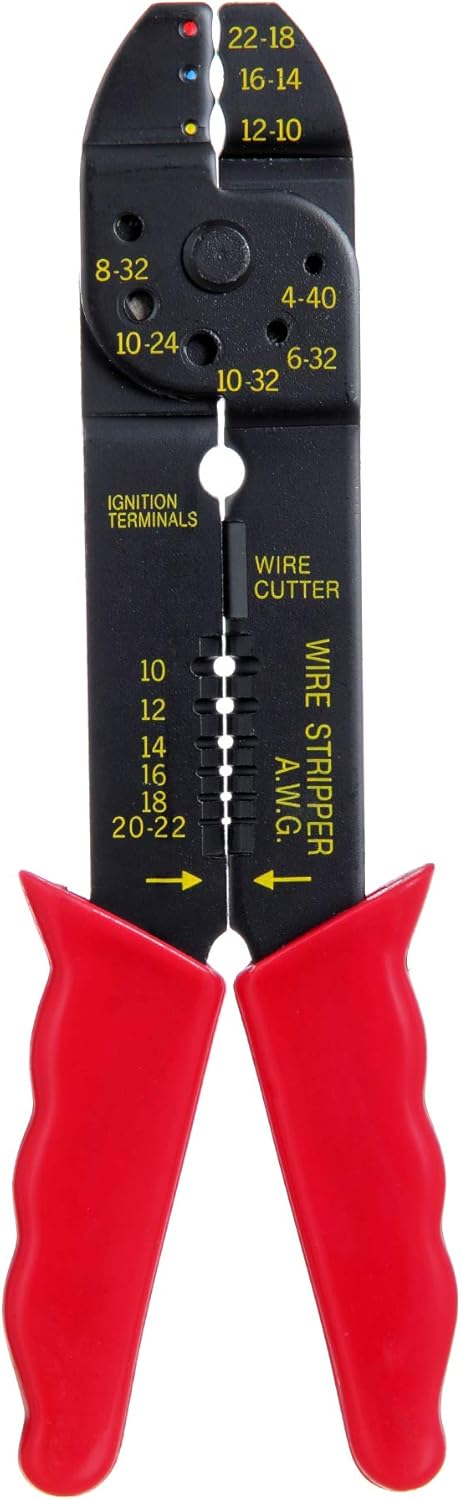 Hyper Tough Wire Stripper and Crimper with 25 Piece Terminal Connector ...
