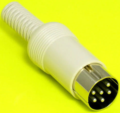 Premium DIN Connector Plug: 6 pin, In Line Male, Solder cup, Gray ...