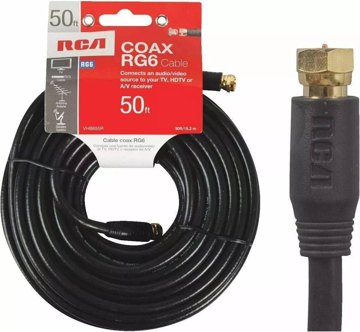 RCA 50ft RG6 Coaxial Cable | TekShack