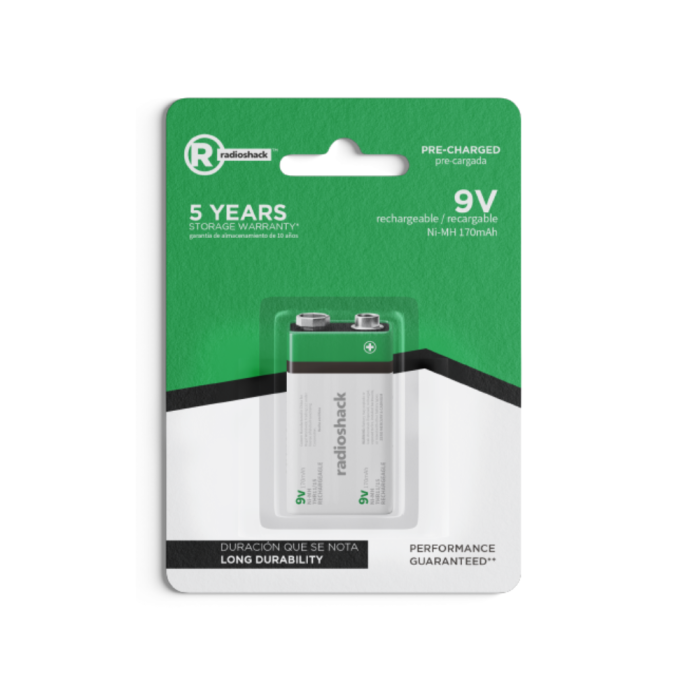 RadioShack 9V Rechargeable Battery NiMH Single Pack | TekShack
