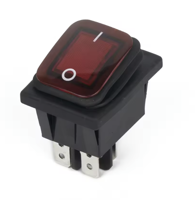 Red Rectangle Illuminated On-Off Waterproof Rocker Switch 20A DPST IP6 ...