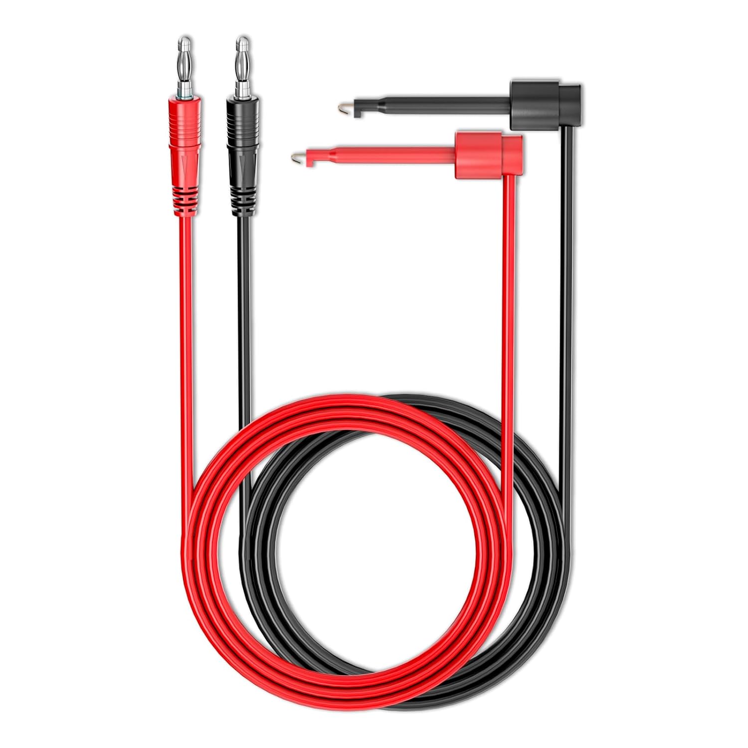 4mm Banana Plug to Test Hook Clips Test Leads 2 red + 2 Black | TekShack